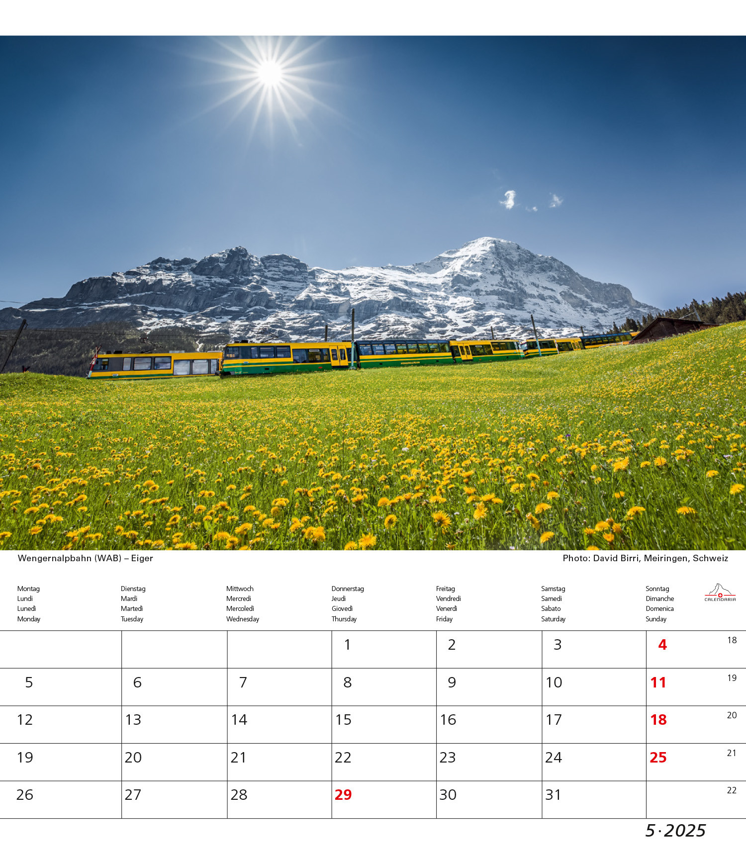 Jungfrau - Top of Europe - Calender small 2026